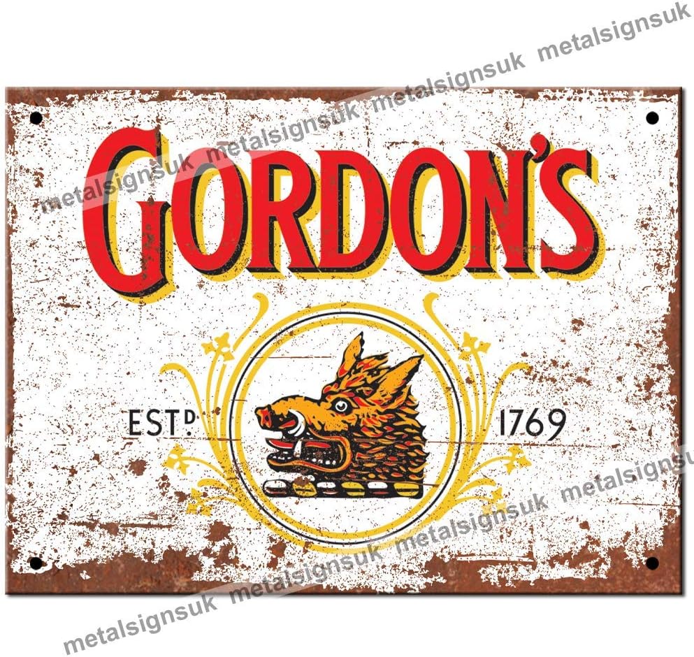 Gordon's Gin METAL FUNNY SIGN Logo. Man Cave Tin Metal Signs Vintage ...