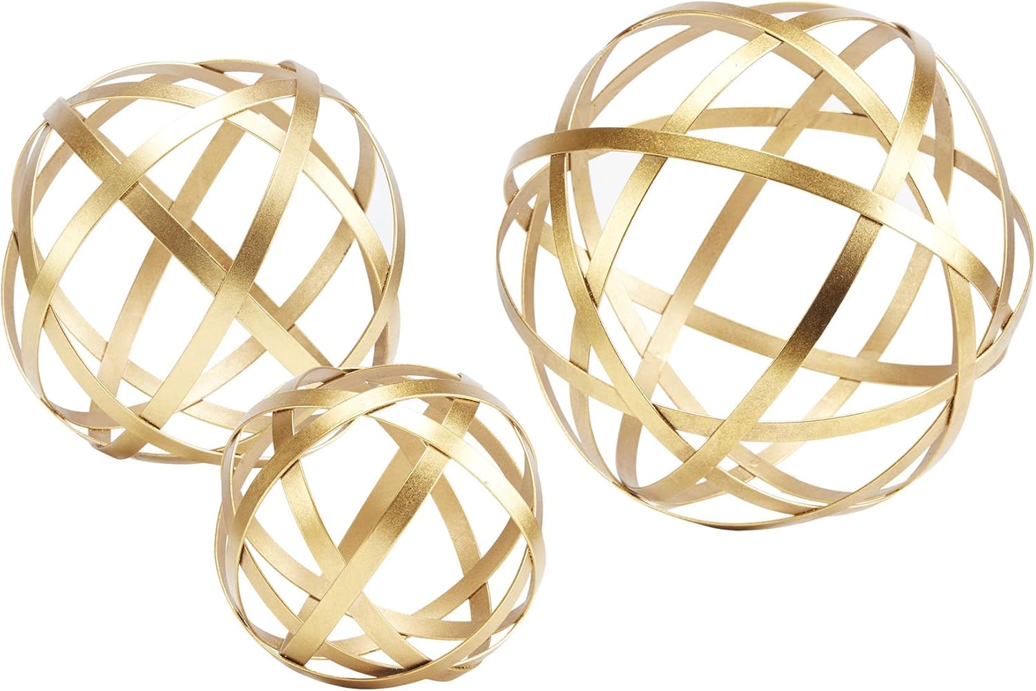 Amazon.com: Silverwood 3 Piece Metal Golden Band Decorative Spheres Set ...