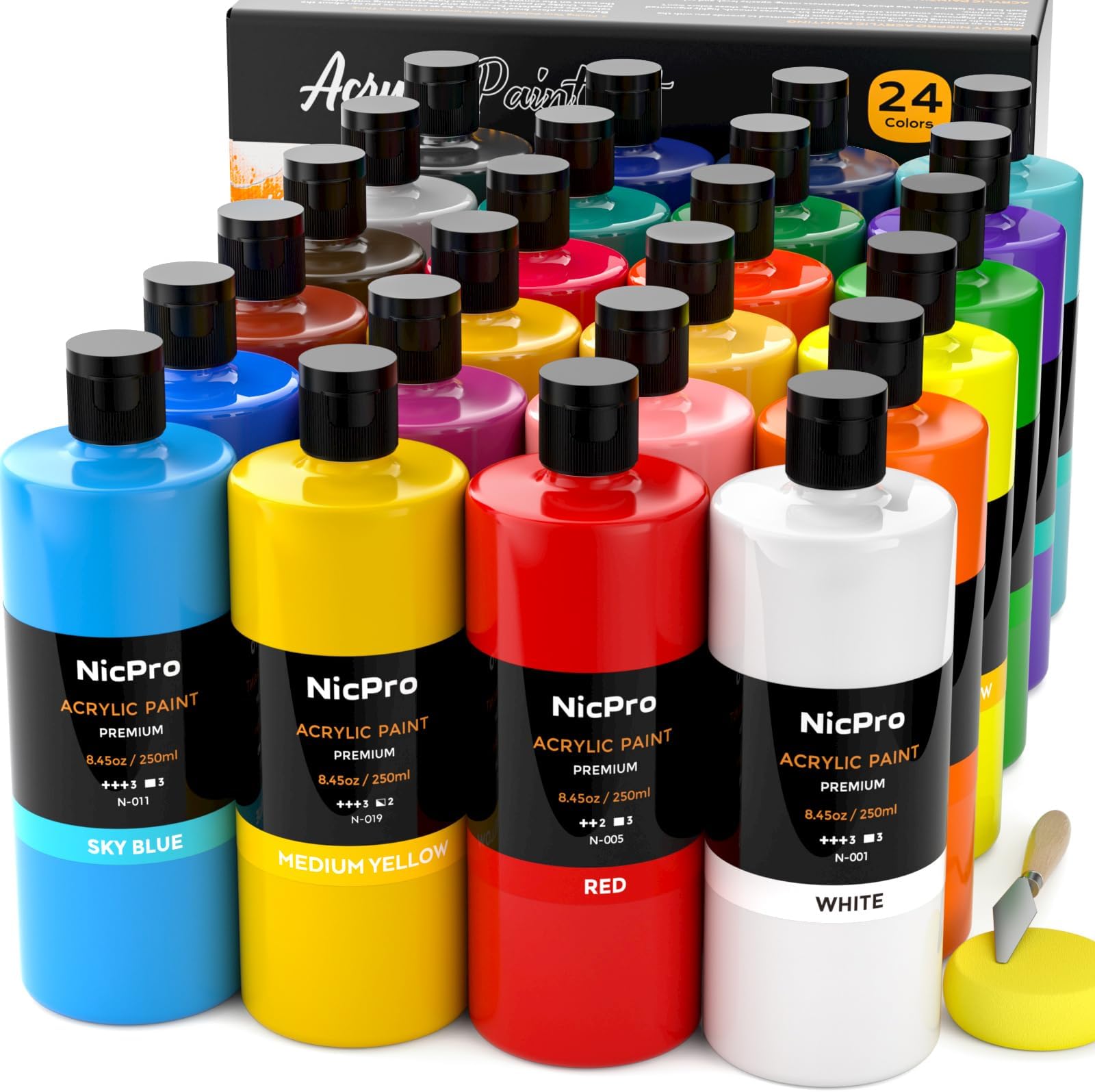 Nicpro 8 Colors Large Bulk Acrylic Pour Paint Set (33.8 oz, 1000 ml ...