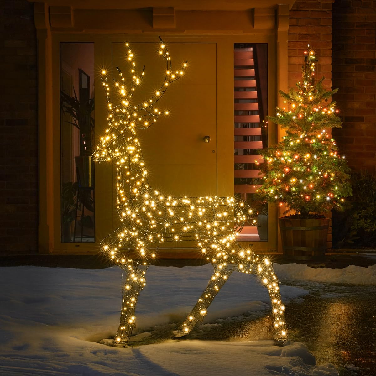 Reindeer Christmas Decoration Lighted Wire Frame