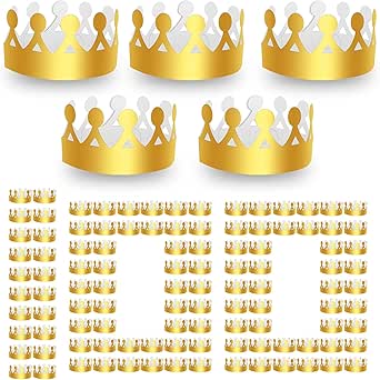 Amazon.com: Ubamdom 100 coronas de papel doradas de gran tamaño ...