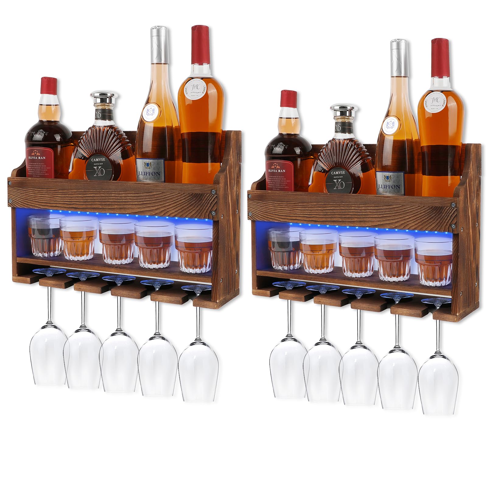 Amazon.com: TIRYIUOU Led Liquor Shelf 2 Packs, Wall Mounted Wine Rack ...