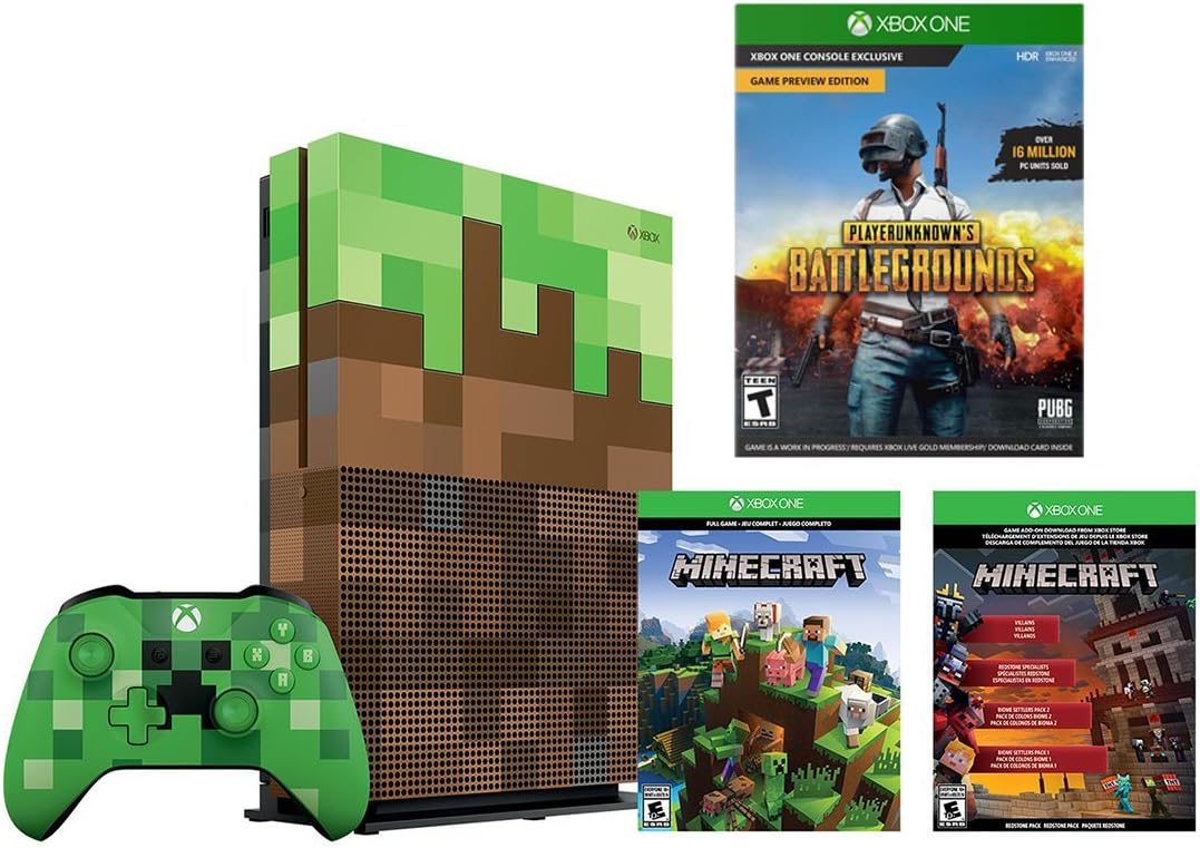 Xbox One S Minecraft Limited Editon 1TB Console, PLAYERUNKNOWN'S ...