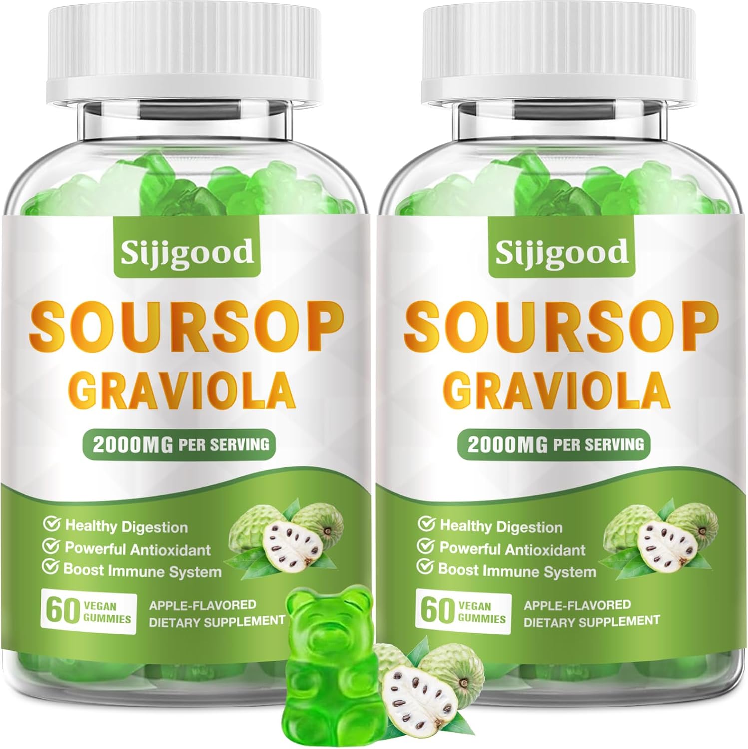 Amazon.com: 2 Pack Soursop Graviola Gummies - Organic Soursop Leaves & Fruit Extract 2000mg ...