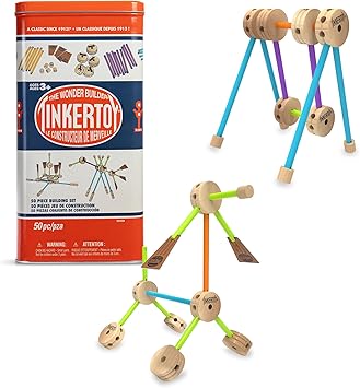Amazon.com: TINKERTOY - Retro Building Set Tin - 50 Pieces : Toys & Games