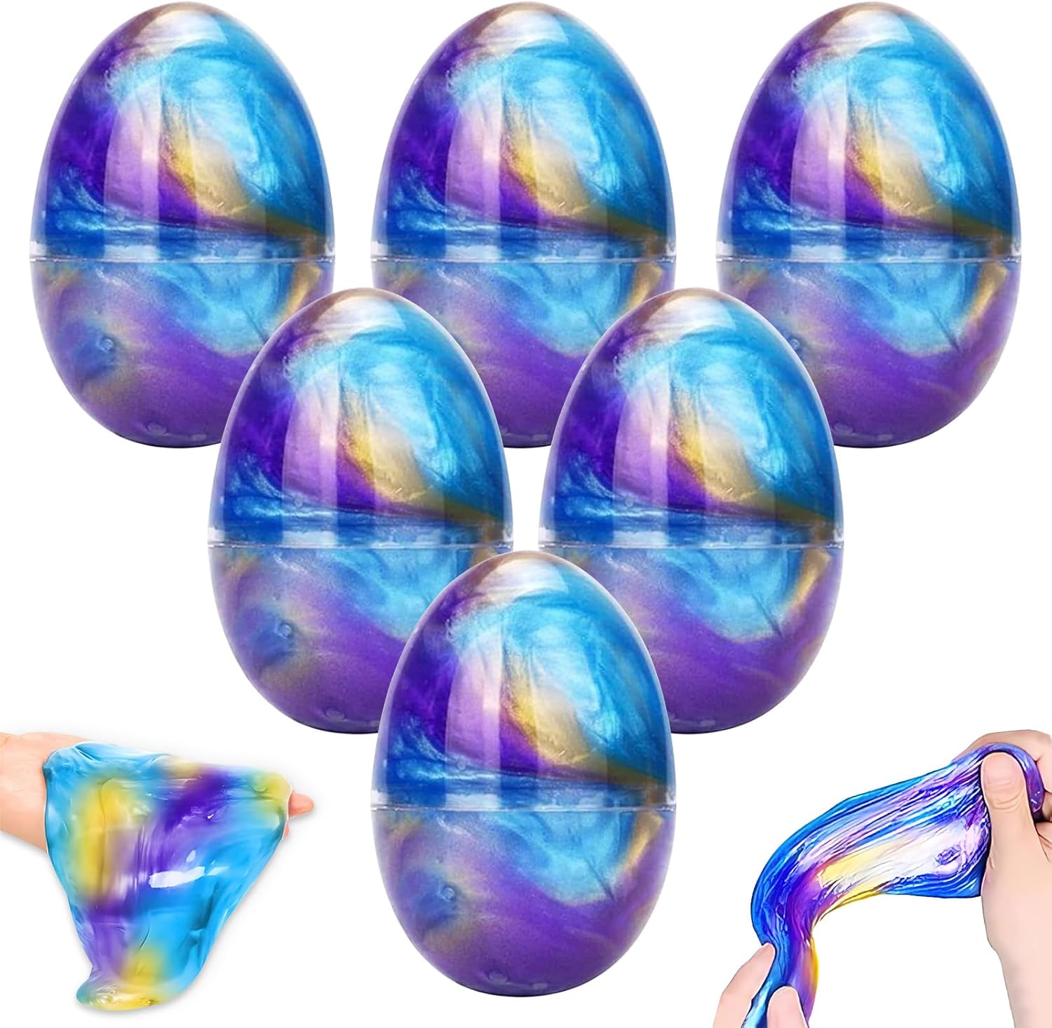 Gytera 6 Packs Easter Eggs Galaxy Slime Kit Silly Putty for Kids Fidget ...