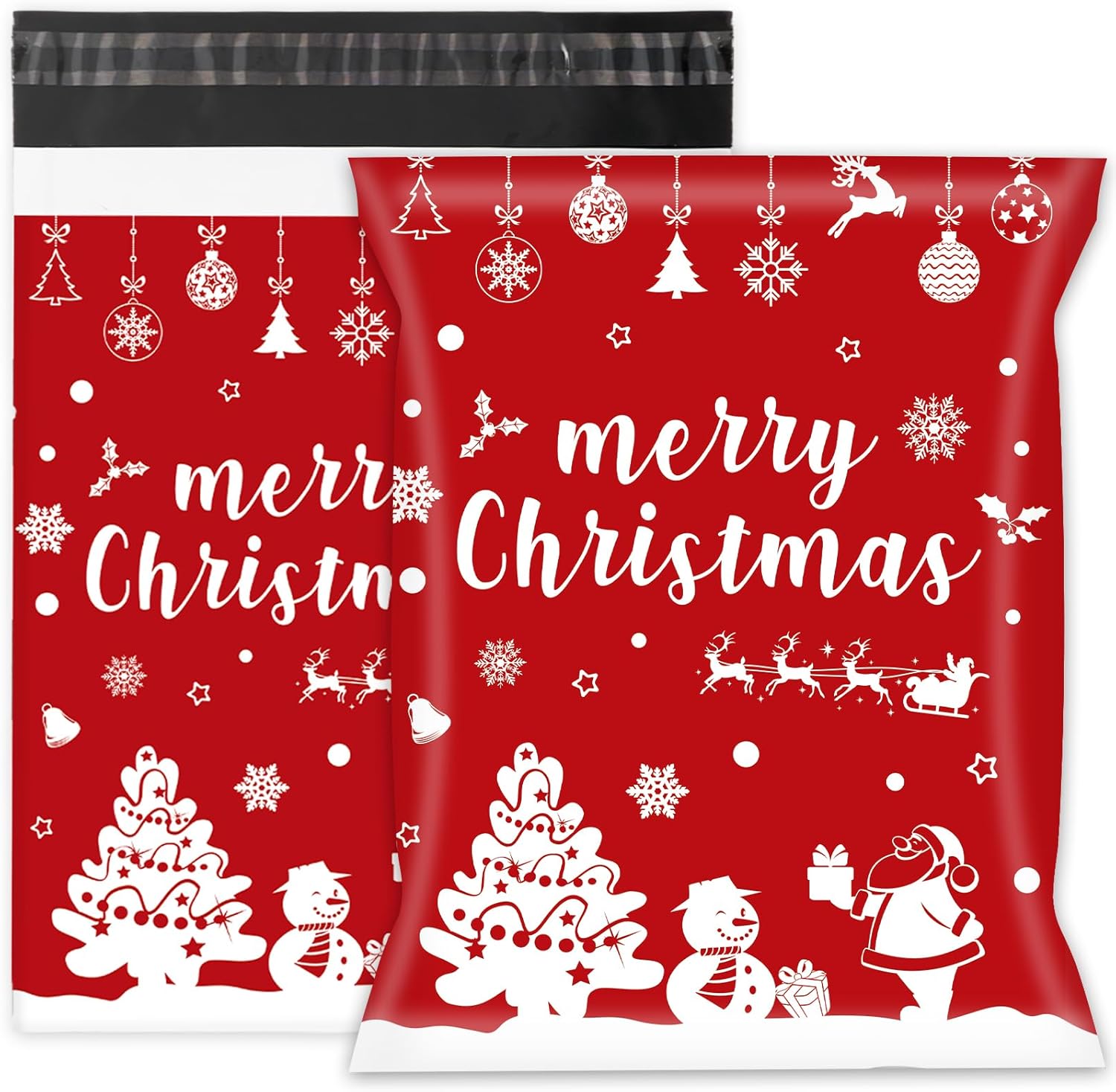 Amazon.com : Whaline 100Pcs Merry Christmas Poly Mailer 10 x 13 Inch ...