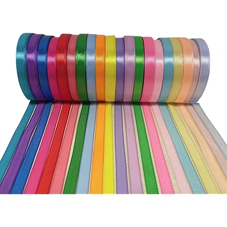 16 Rolls Fabric Ribbon Silk Satin Roll, 10 mm Wide Satin Ribbon Fabric ...