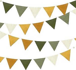 Amazon.com: 2 Sets of Sage Green Yellow Nursery Garland 24Pcs Fabric ...