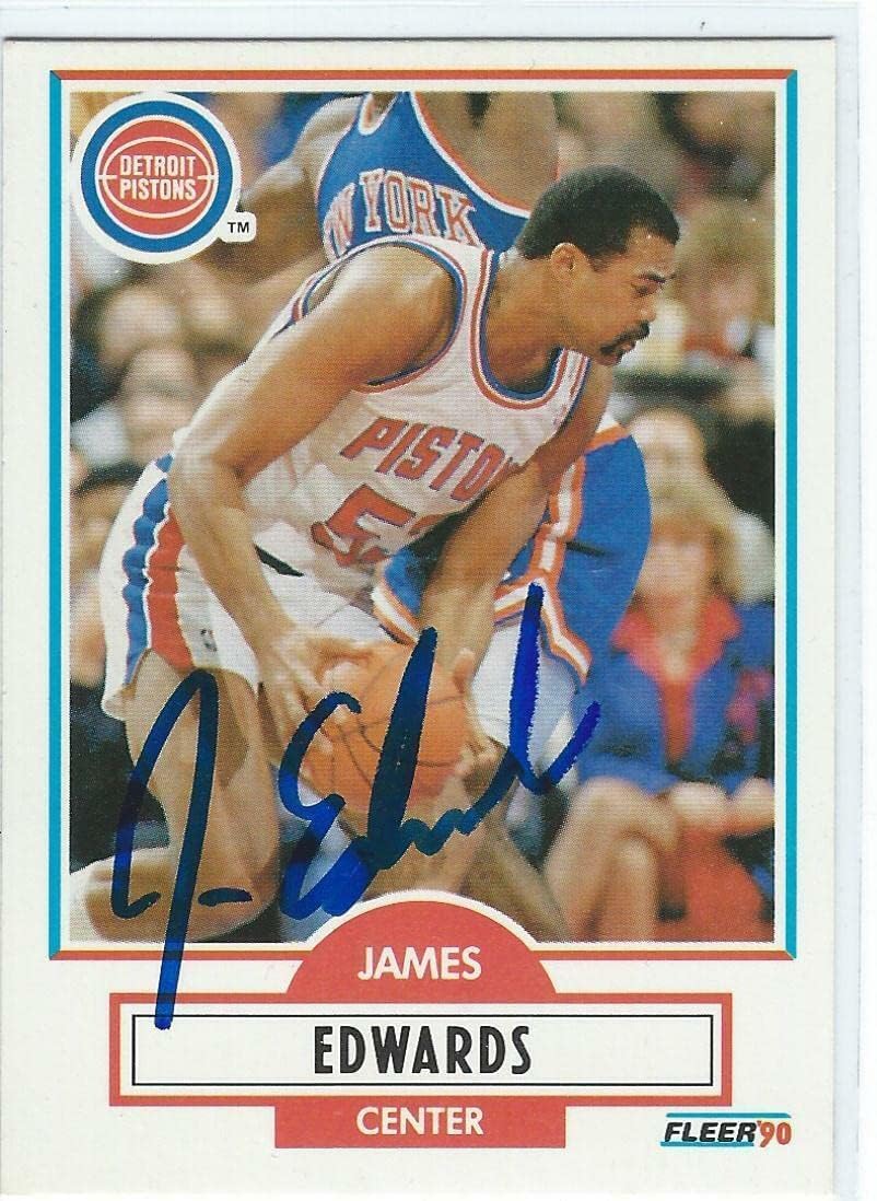 James "Buddha" Edwards Signed 1990/91 Fleer Card #56 Detroit Pistons ...