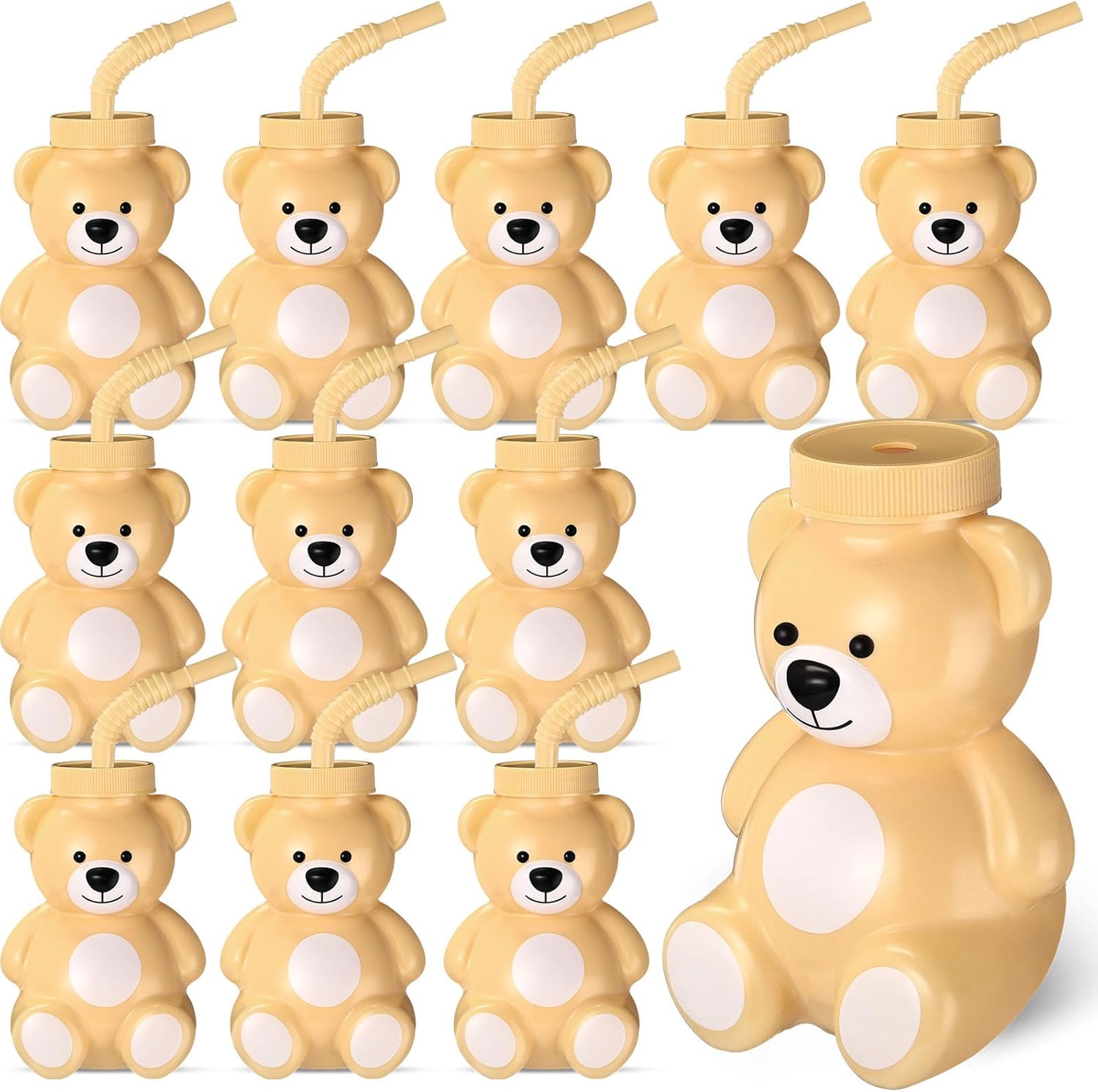 Amazon.com: Maxdot 12 Pieces Bear Cups with Straws and Lids, 10 oz ...