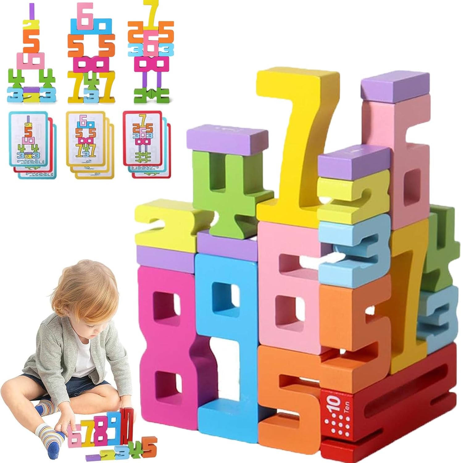 Amazon.com: 10/20 Pcs Wooden Math Numbers Blocks, Montessori Wooden ...