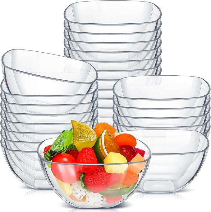 Amazon.com: Lallisa 24 Pcs Clear Acrylic Serving Bowls Plastic 16 oz ...