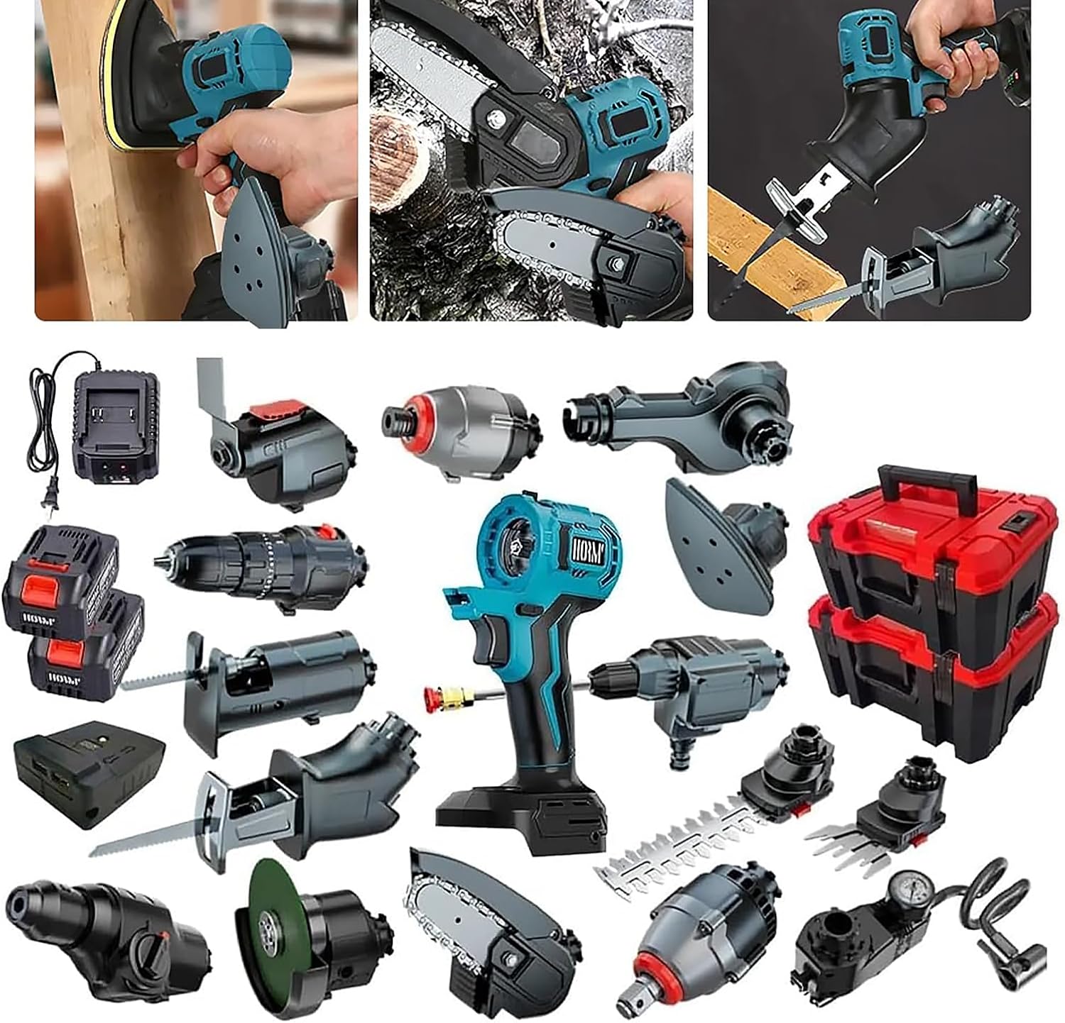Multifunctional Brushless Power Tool Combo Kit with Batteries & Charger ...