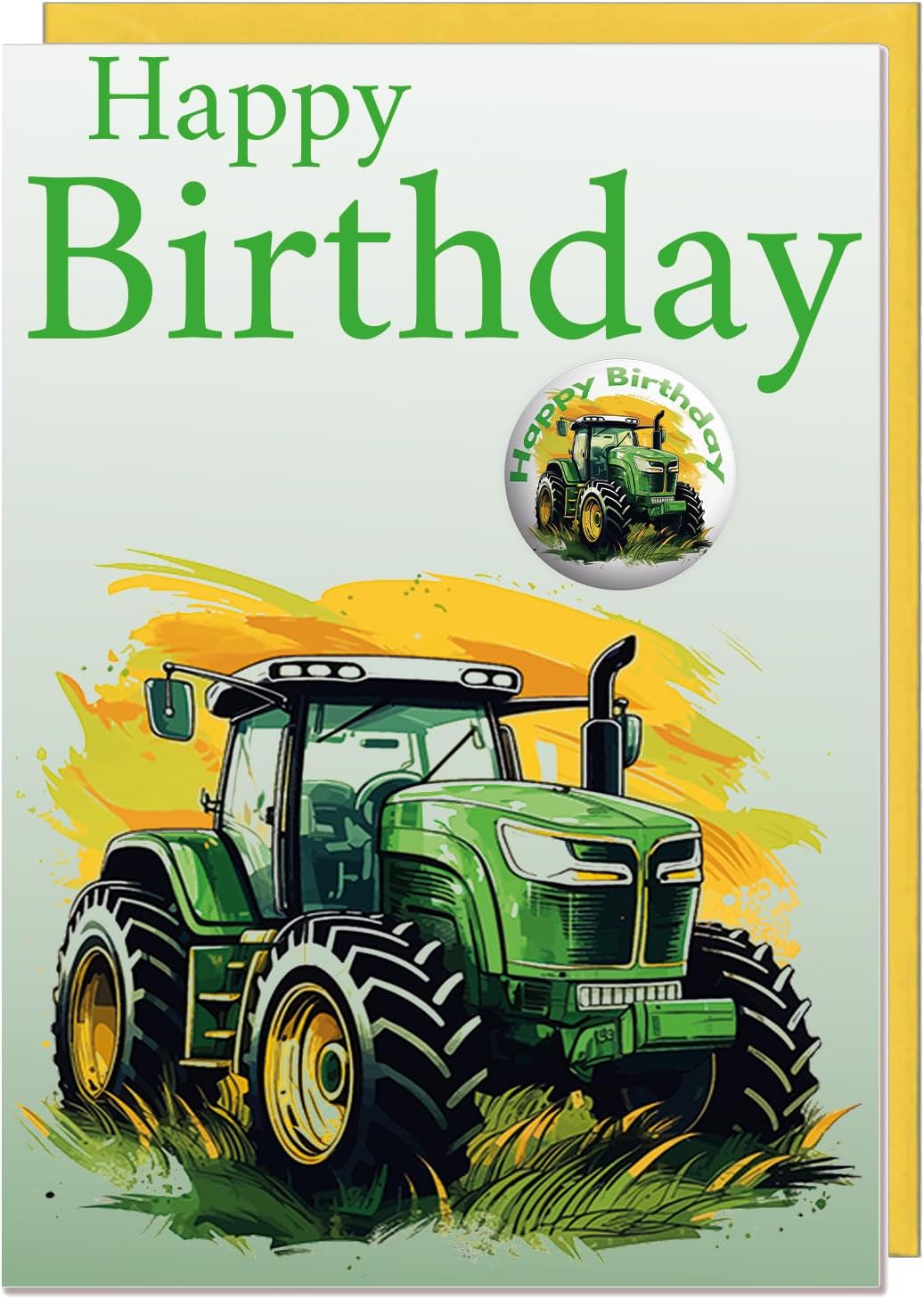 AK Giftshop Tractor Birthday Card With Badge : Amazon.co.uk: Stationery ...