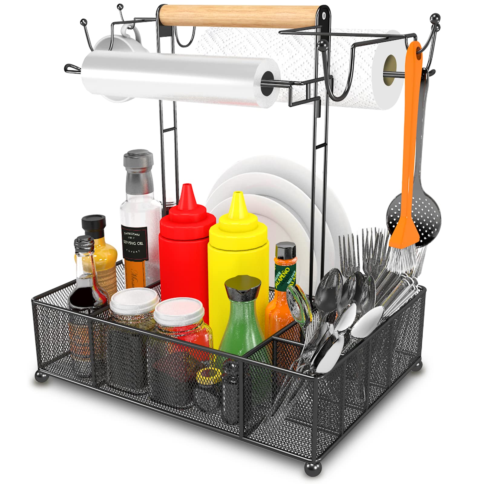 Grill Caddy, BBQ Caddy Mesh Basket with Paper Towel Holder, 13.4"L x 9. ...