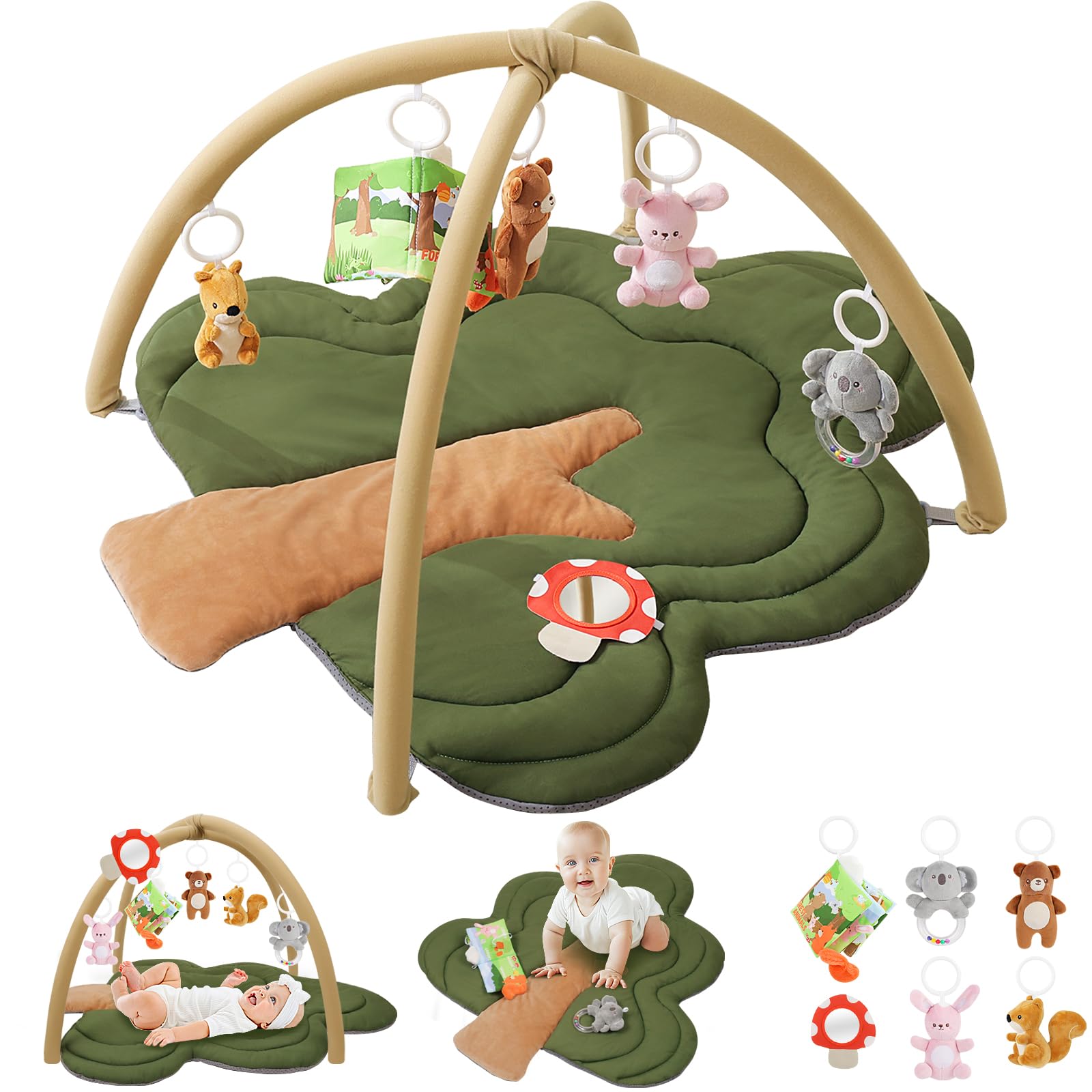 Amazon.com : Baby Play Gym Mat, Woodland Tree-Shaped Tummy Time Mat ...
