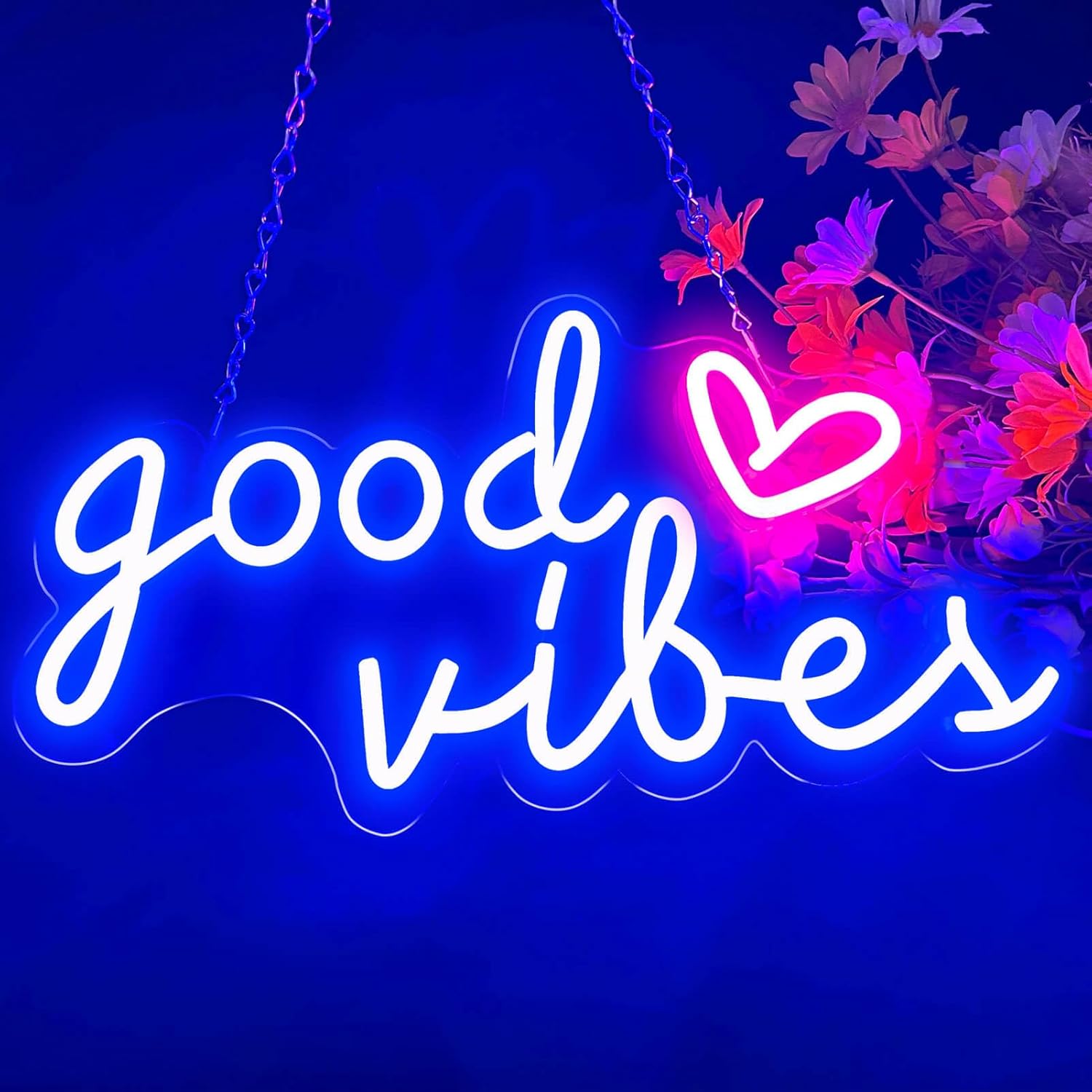 HOHOSIGN Blue Good Vibes Neon Signs for Wall Decor, Room Decor ...