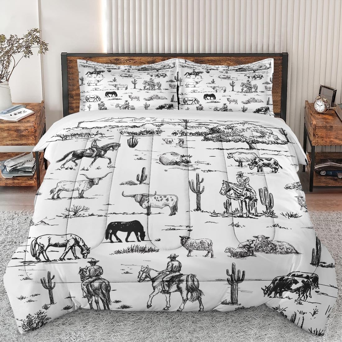 Amazon.com: WeCozy Twin Size Comforter Set with Pillowcase, Cowboy Cow ...