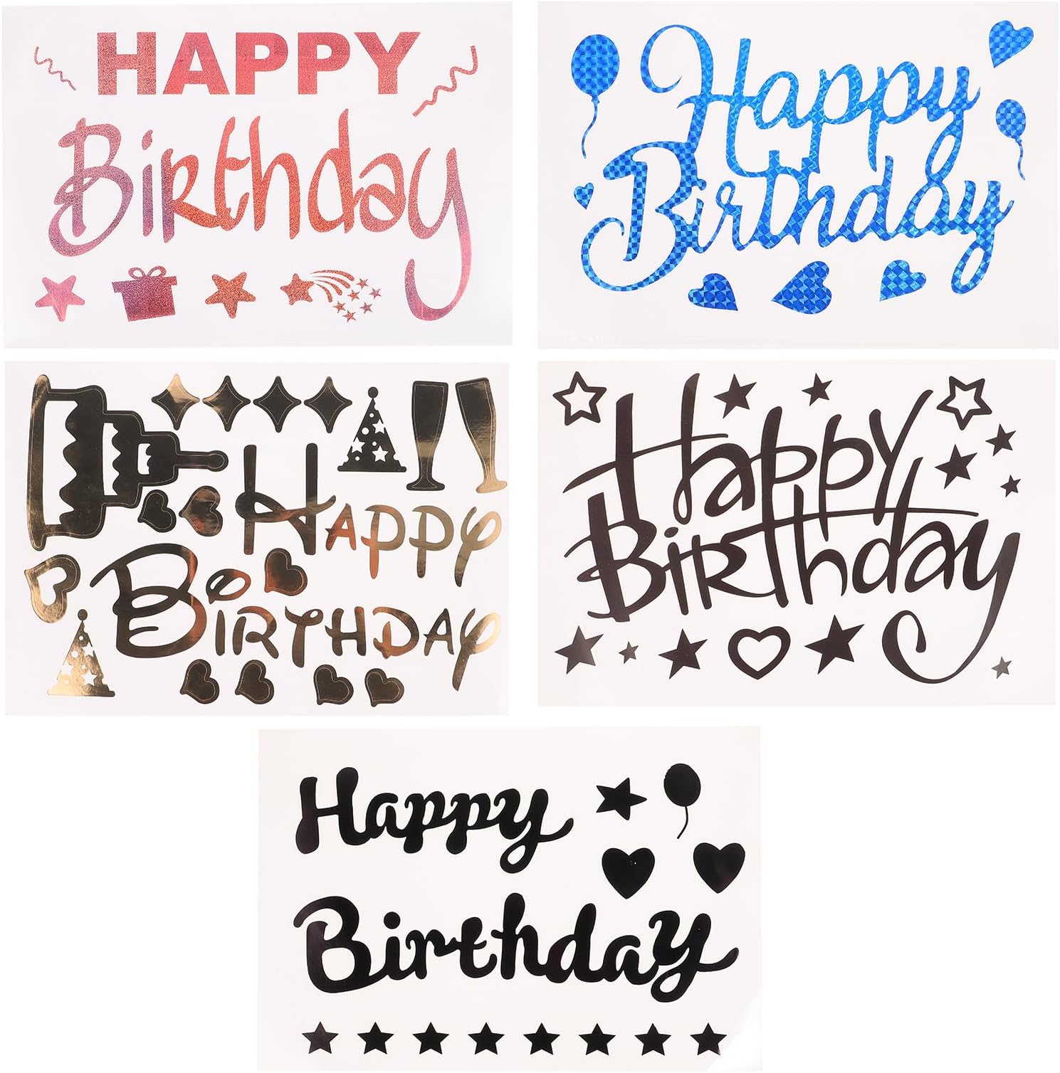 Amazon.com: Large Happy Birthday Stickers (6 Pack), Birthday Party ...