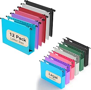 Amazon.com : NORDUN 12 Pack Plastic Hanging File Folder Letter Size 2 ...