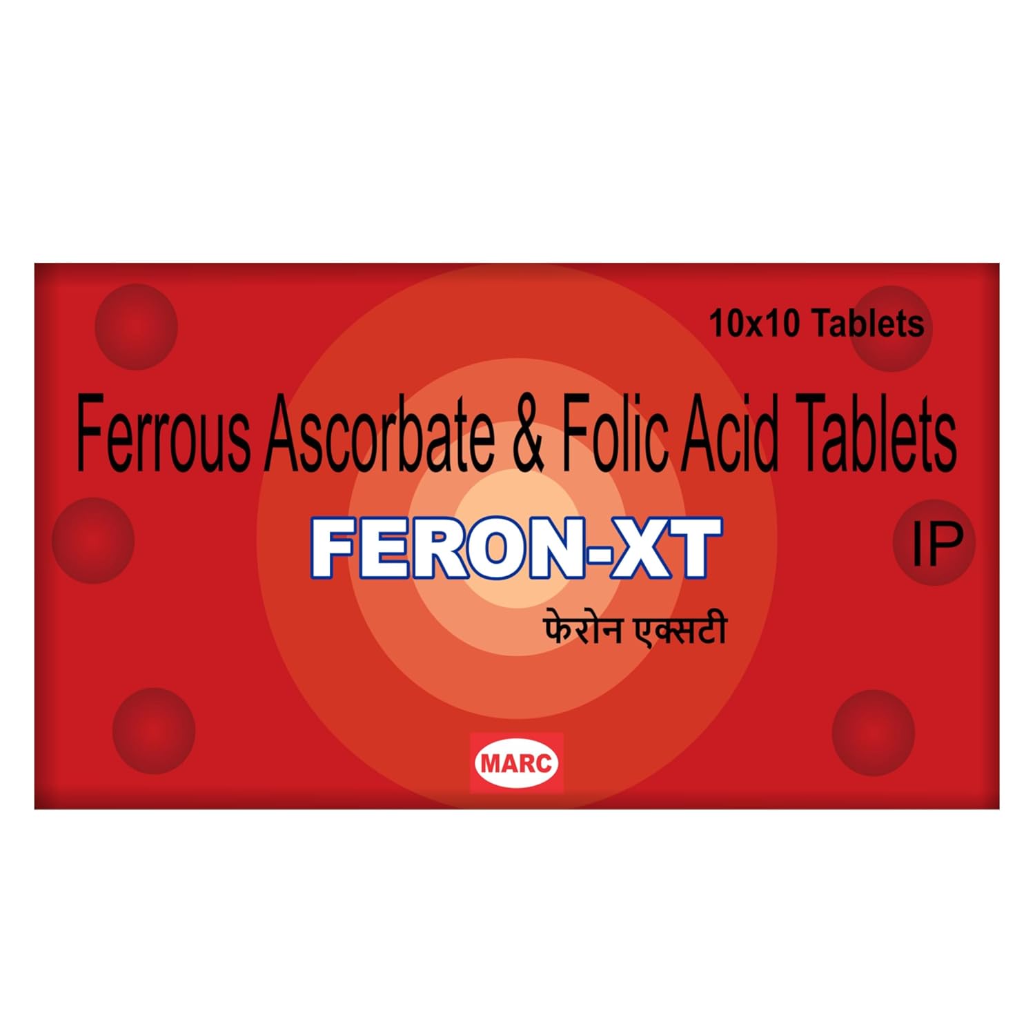 MARC REAL GOLD Feron XT Ferrous Ascorbate and Folic Acid Tablets, Iron ...