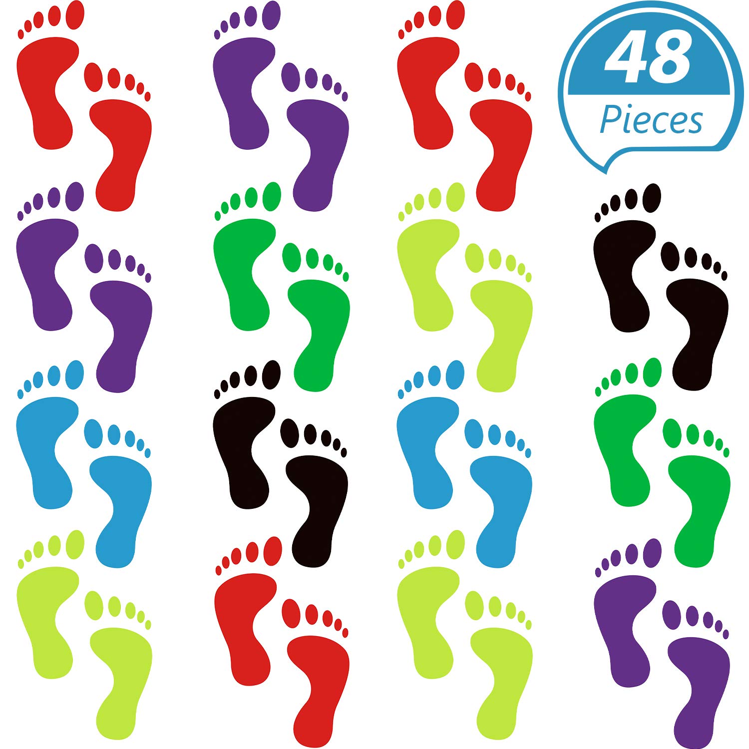 48 Pieces Footprint Stickers Footprint Decal Floor Stickers Pvc ...