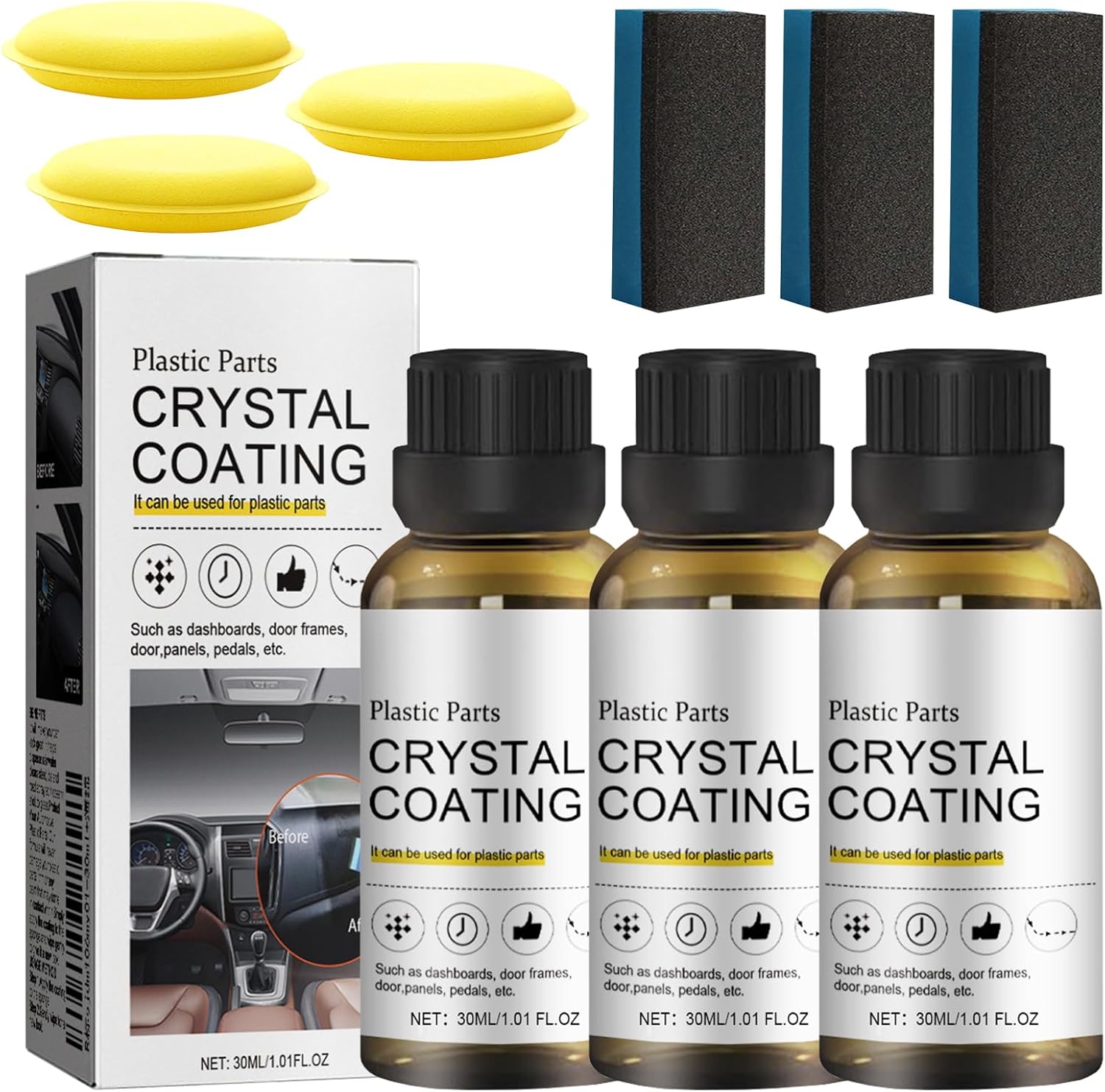 ExcellaElite 3 Pack Back to Black Trim Restorer, Car Plastic Restorer ...