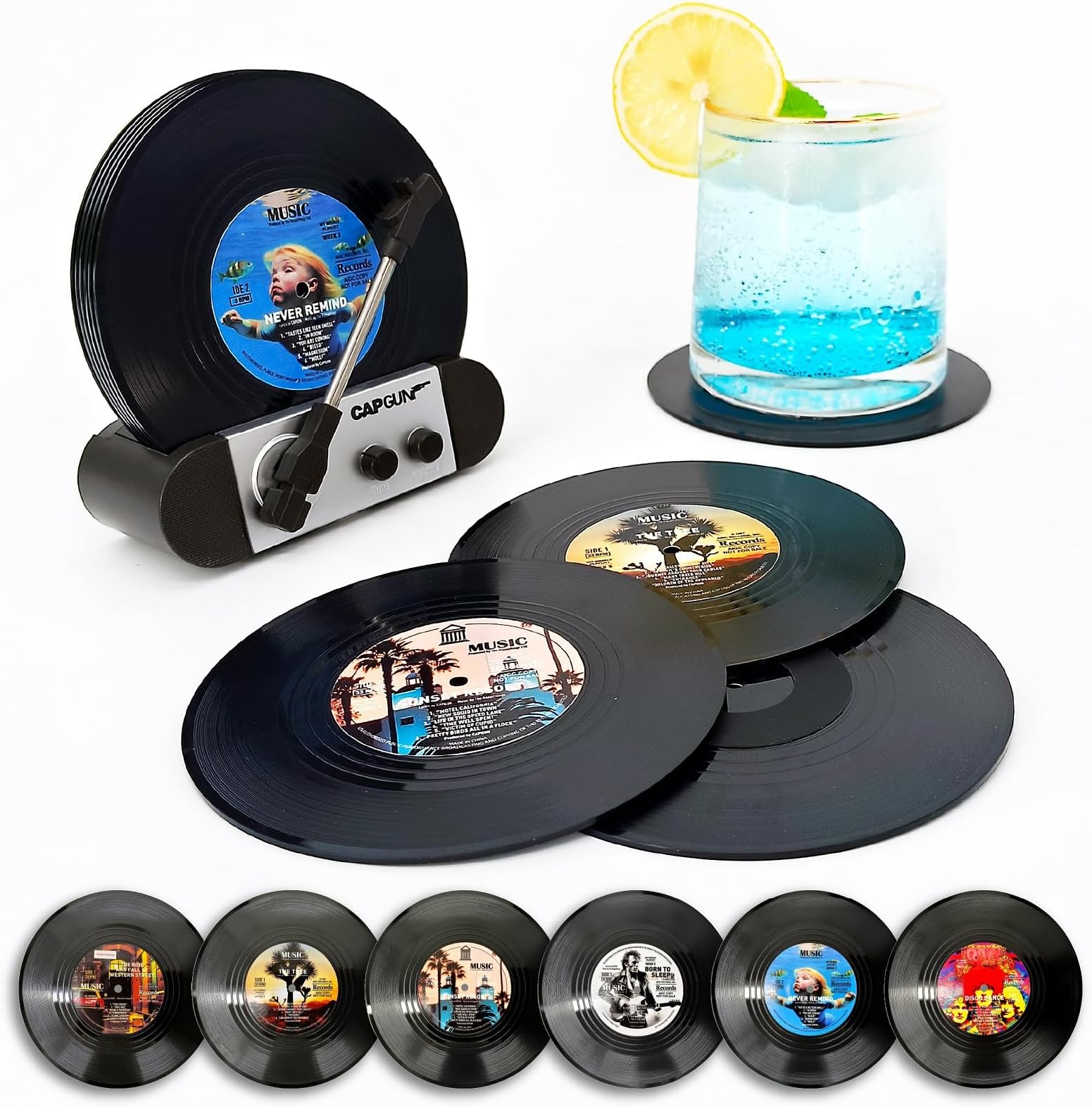 Amazon.com: ONFAMICO Vintage Vinyl Record Coasters - Set of 6 with ...