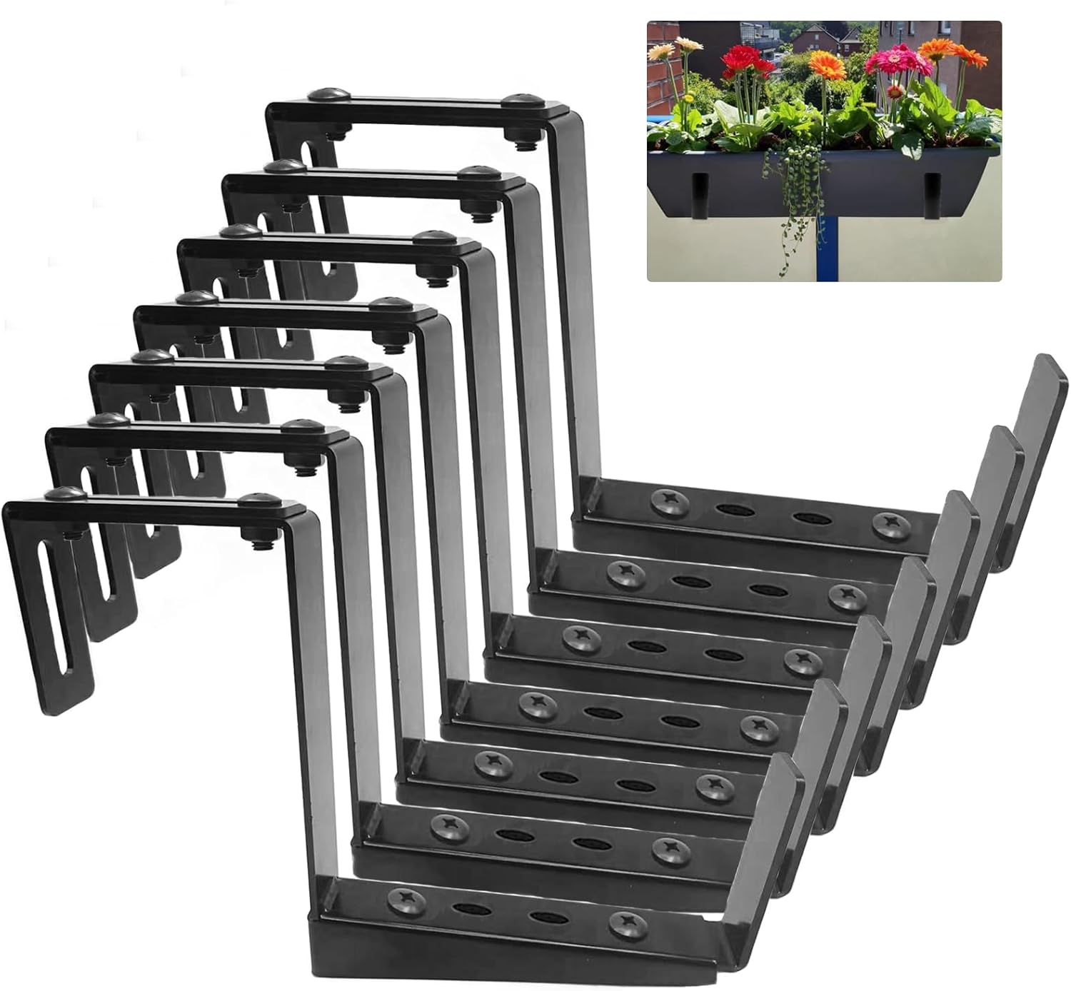 Amazon.com: Arilaca 6 Pack Window Box Brackets for Railing Adjustable ...