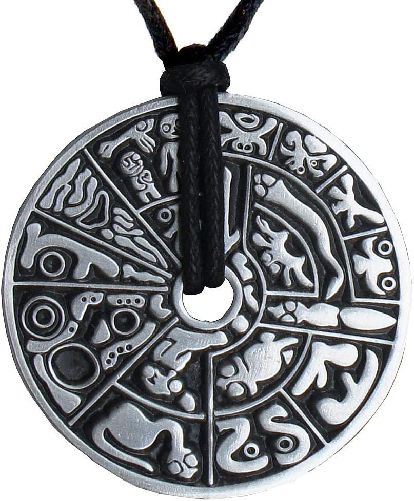Relic Jewelry Genetic Disk Phaistos Disc Silver Pewter Men's Pendant ...