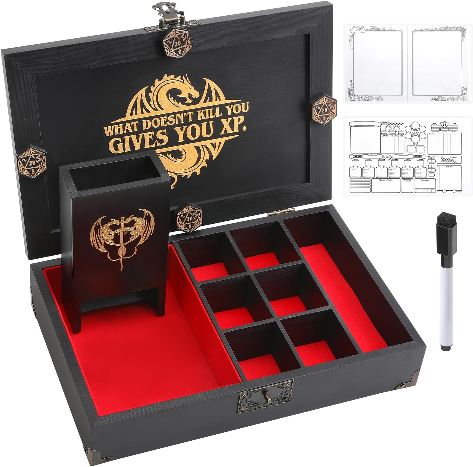 Amazon.com: Portable Wooden Dice Tray & Tower with Magnetic Dashboard ...