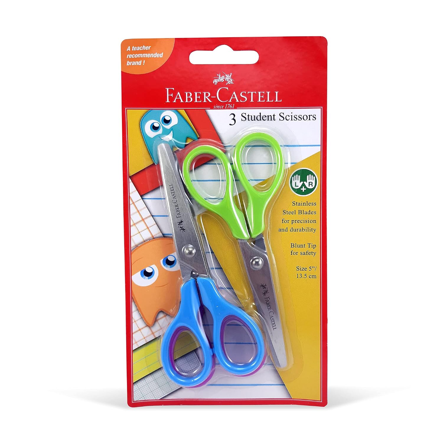 Faber-Castell Student Scissors of 3Pc 5" in A Blister : Amazon.in ...