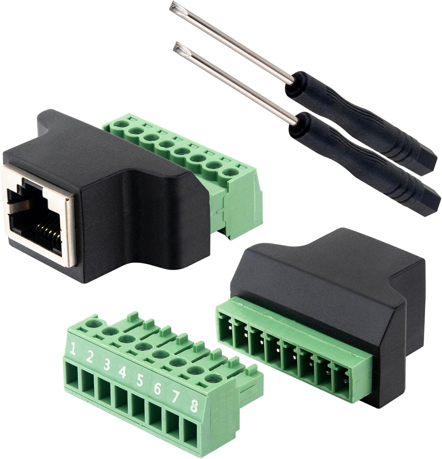 Amazon.com: Lonlonty RJ45 Screw Terminal Adapter 2-Pack RJ45 Breakout ...