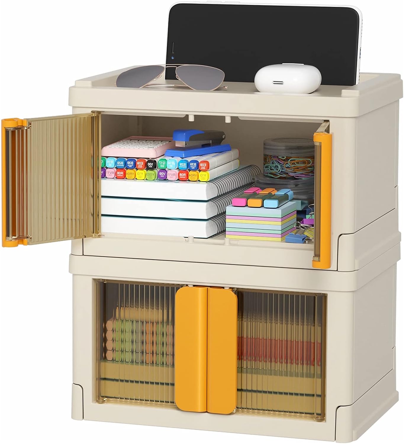 Amazon.com: HAIXIN Desk Organizer Small Plastic Containers with Lid ...