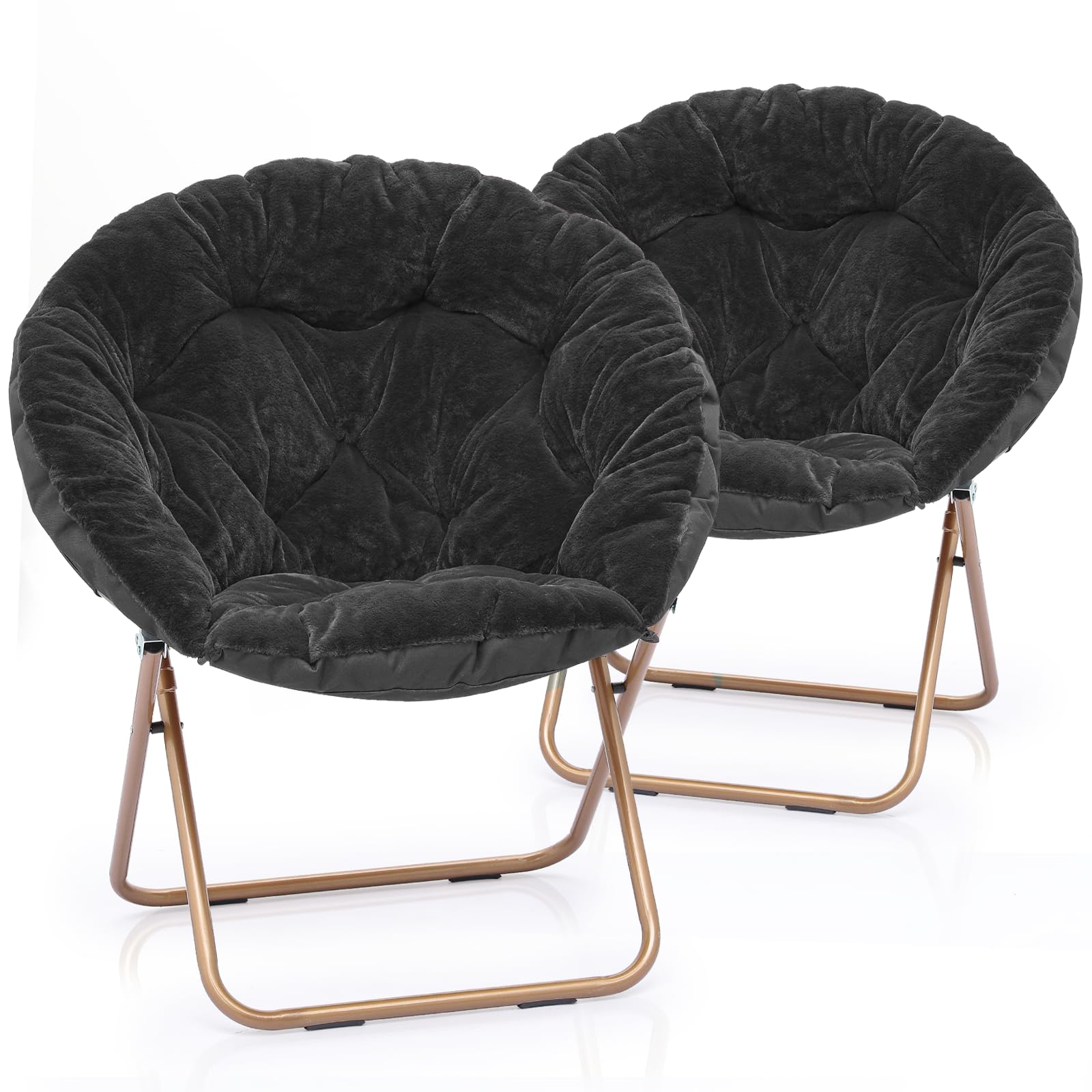 Amazon.com: MoNiBloom Round Folding Faux Fur Saucer Chair for Bedroom ...
