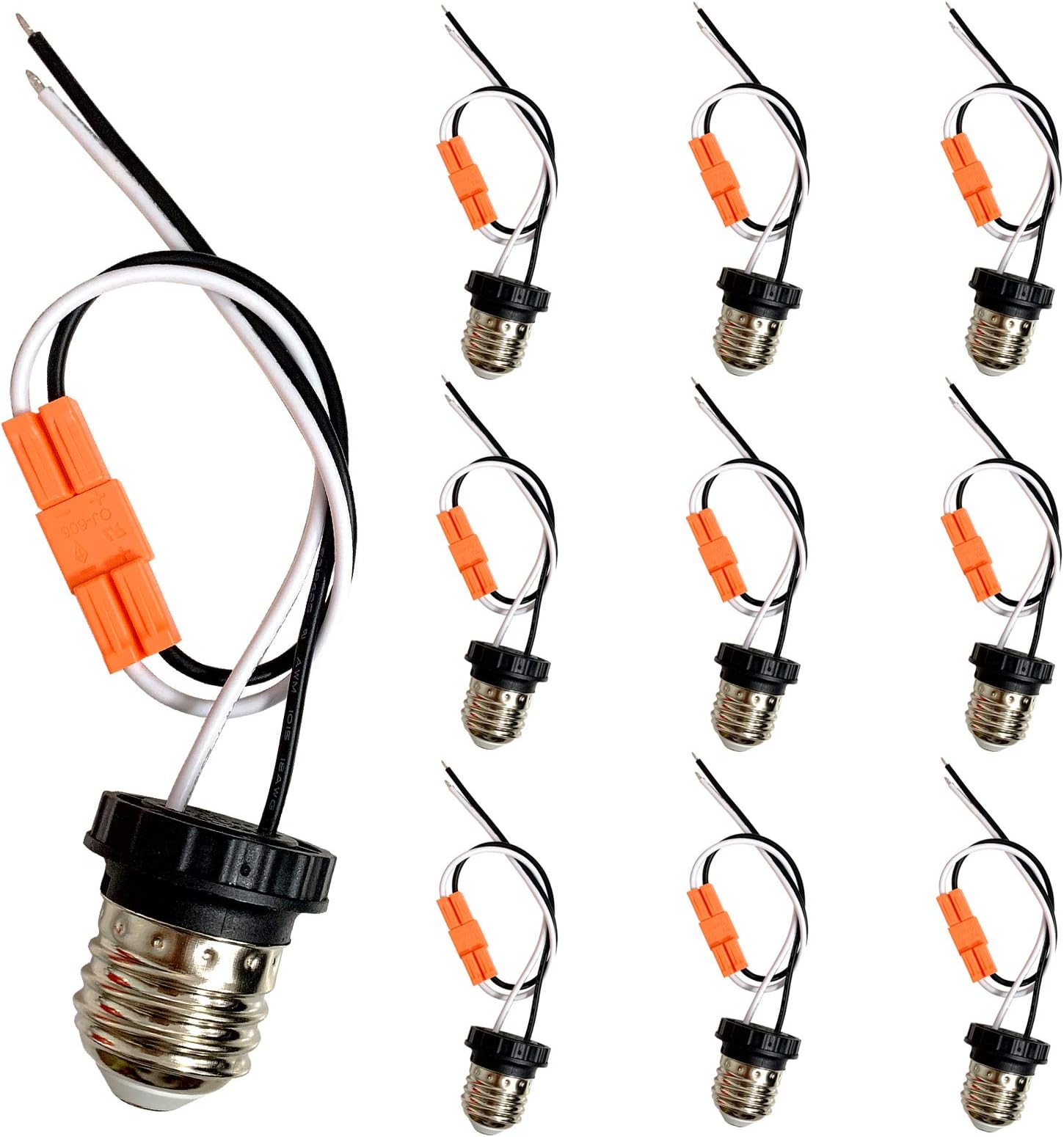 Longdex E26 Medium Socket Adapter 5Pairs Male Screw In Light Bulb ...