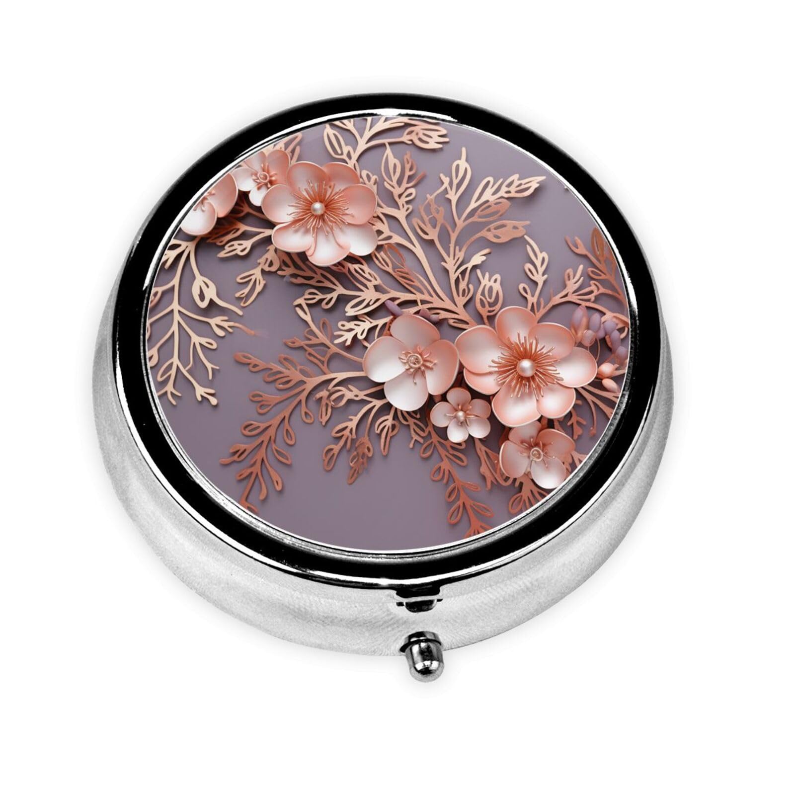 Amazon.com: Rose Gold Elegant Decorative Floral Print Pill Box 3 ...