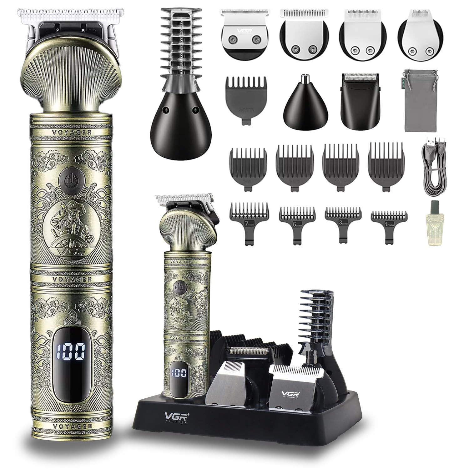 VGR V-106 Professional 6-in-1 Men’s Grooming Kit – Includes Hair Clipper, Shaver, Nose & Body ...