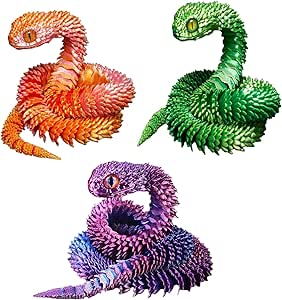 Amazon.com: 3D Printed Animal Snake Set (11 in, 3 Pieces) – Flexible ...