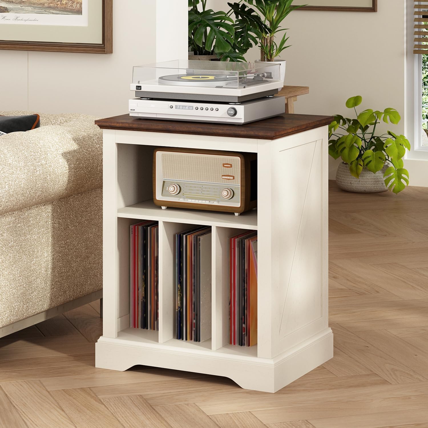 Amazon.com: Farmhouse Record Player Stand, 3 Tier End Table, Turntable ...