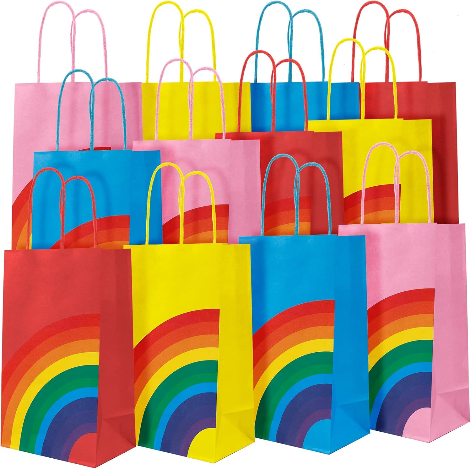 24 Pcs Rainbow Party Bags Party Paper Bags with Handles 13 x 8 x 22 cm ...