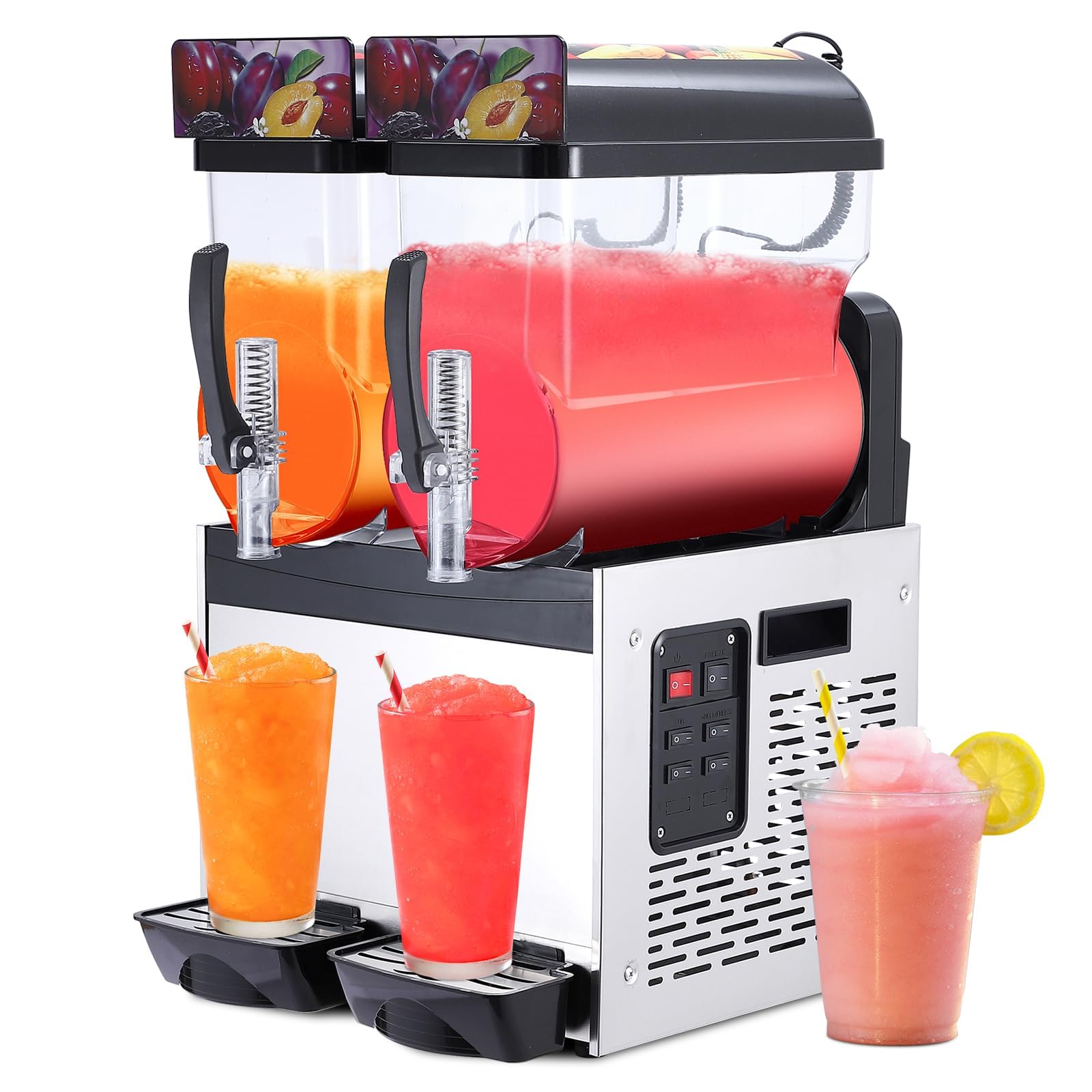 Amazon.com: Commercial Slushie Machine, 8 Gal 15Lx2 Tank Frozen ...