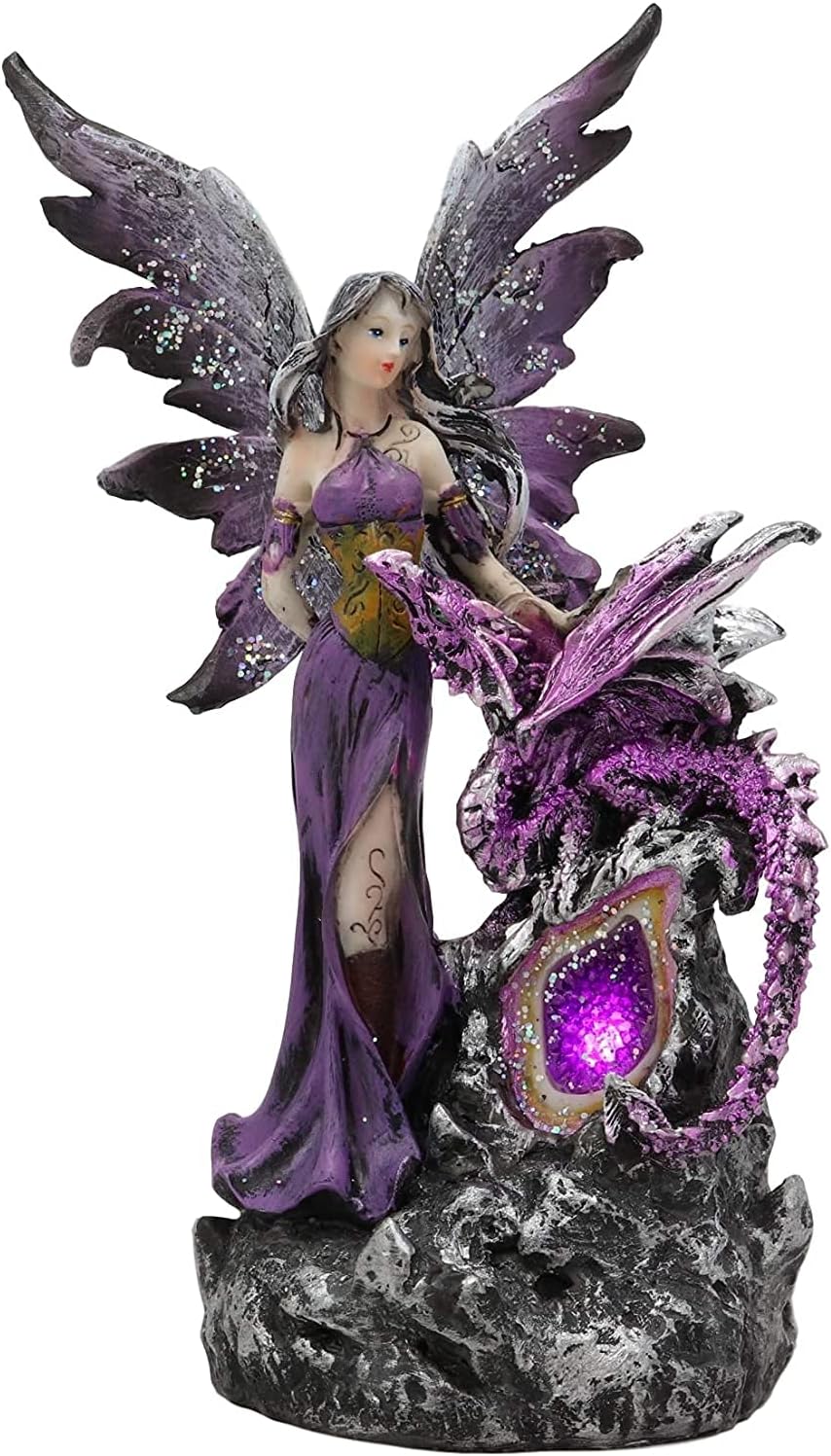 Amazon.com: Pacific Giftware Large Winter Fairy Warrior with White Wolf ...