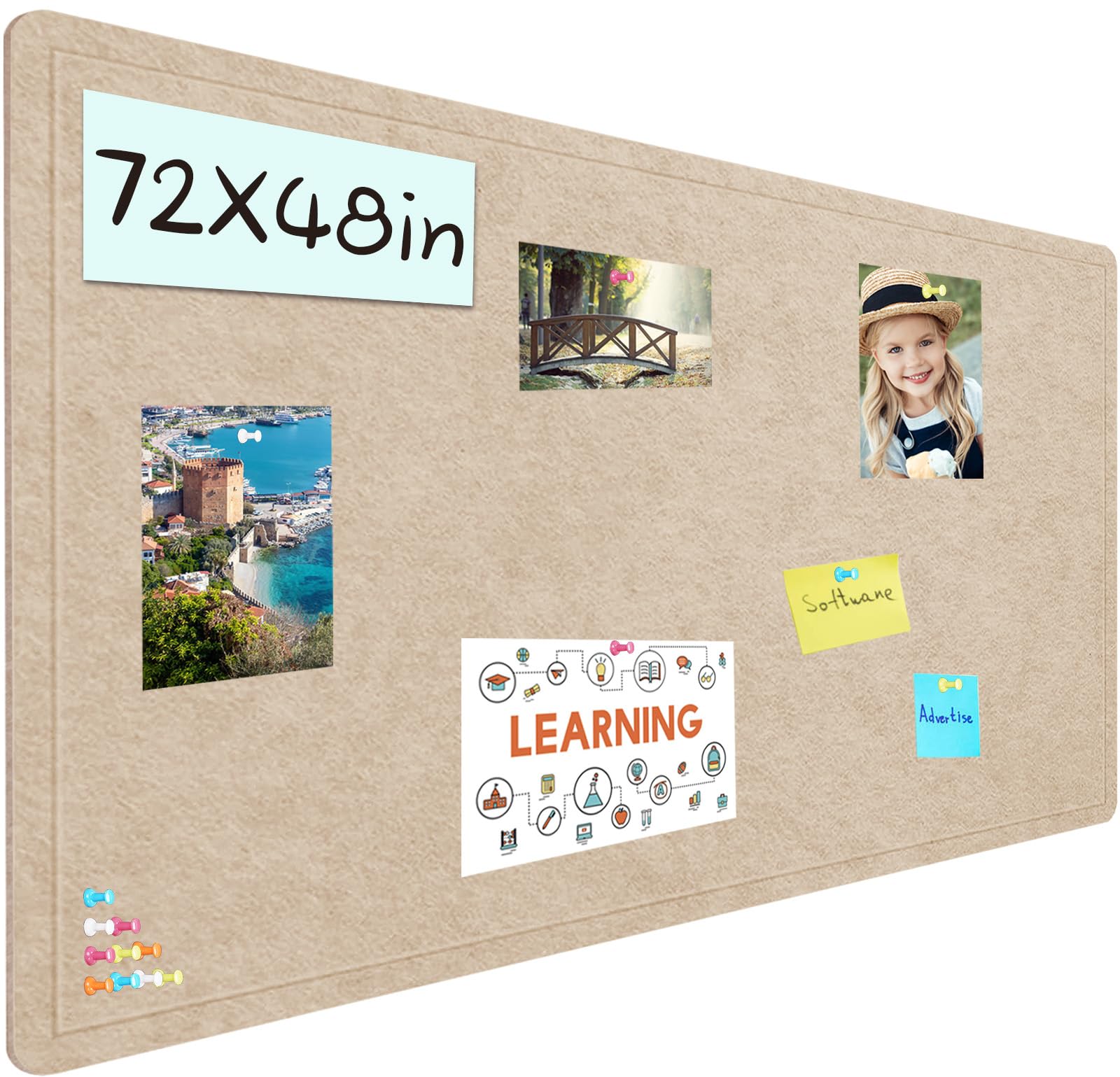 Bulletin Board Cork Board , 24 X 18 Inches Decorative Felt Alternative ...