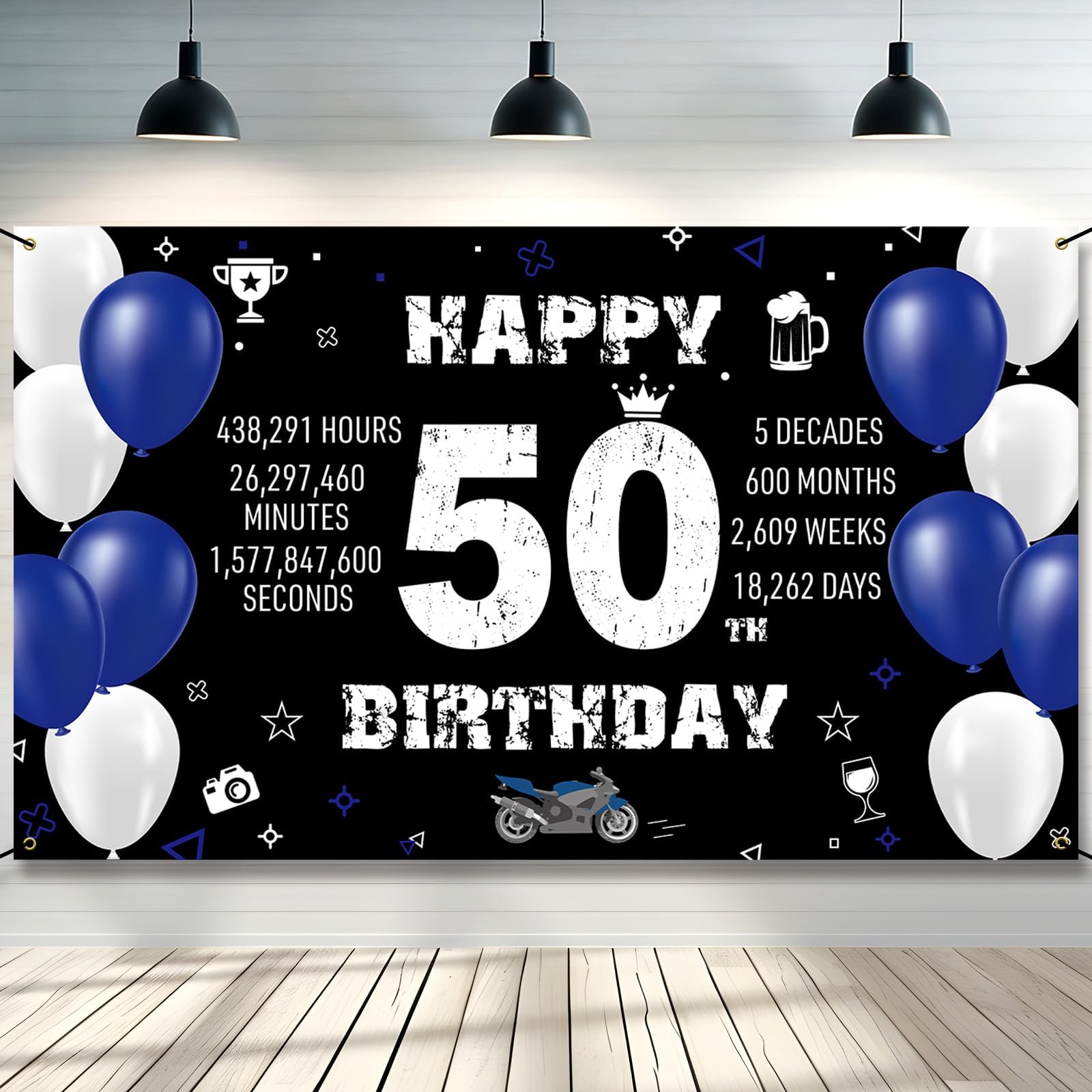 Amazon.com : PHXEY Fabric 50th Birthday Decoration for Men Women, Happy ...