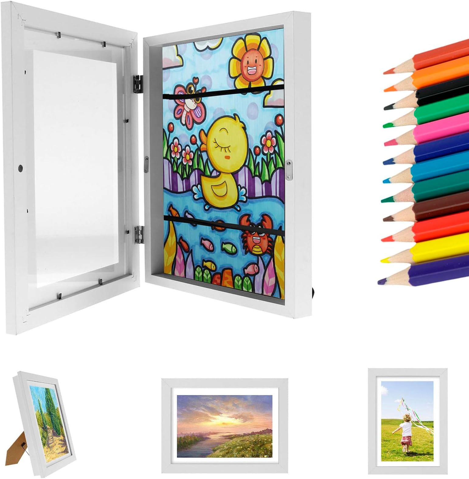 Amazon.com: 2 Packs Kids Art Frames - 9x12 Front Opening Kids Artwork ...
