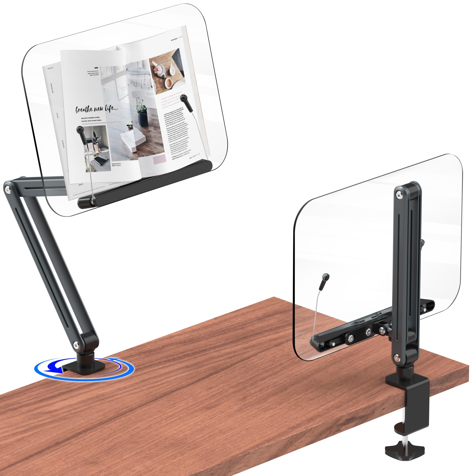 Amazon.com: YCNEW Desk Clamp Acrylic Book Stand for Reading, Ergonomic ...
