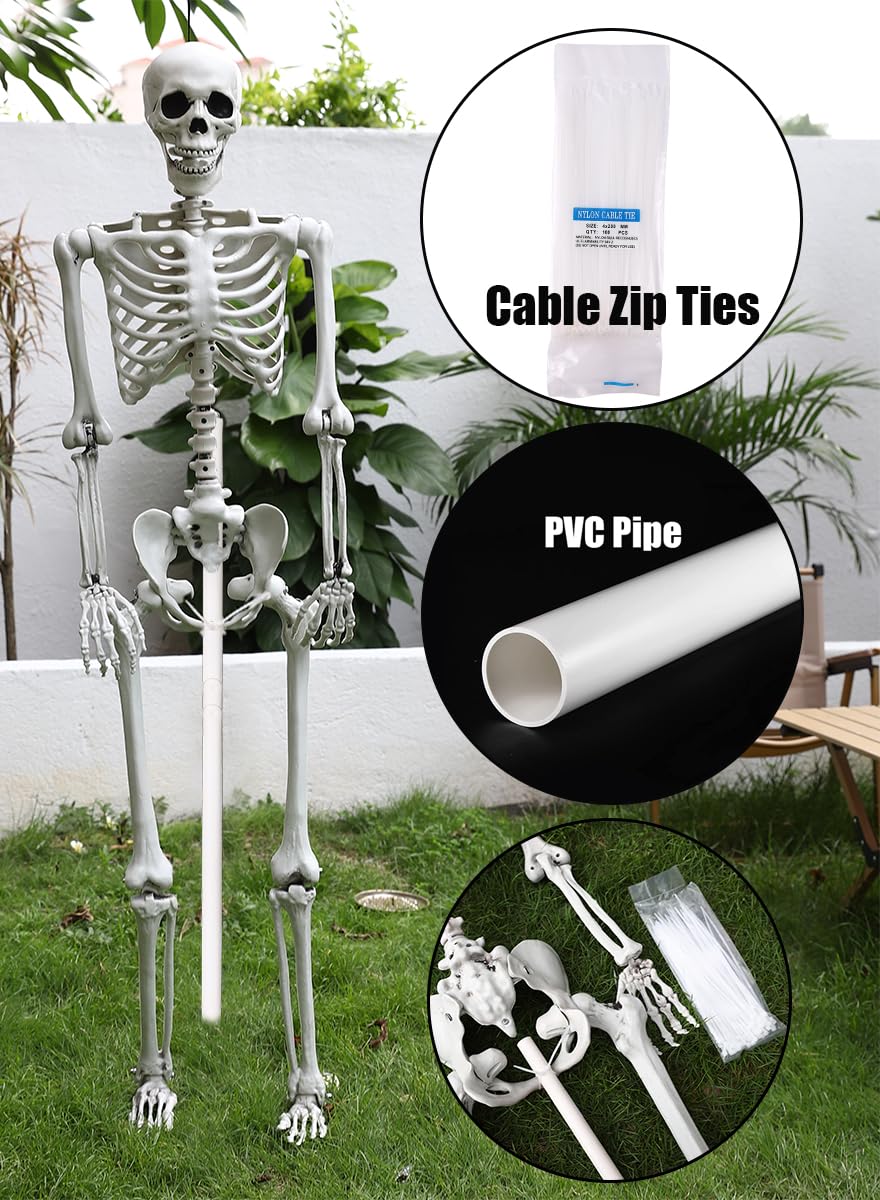BADCOLOR 5.4 ft Life Size Full Body Skeleton with PVC Pipe and Cable ...