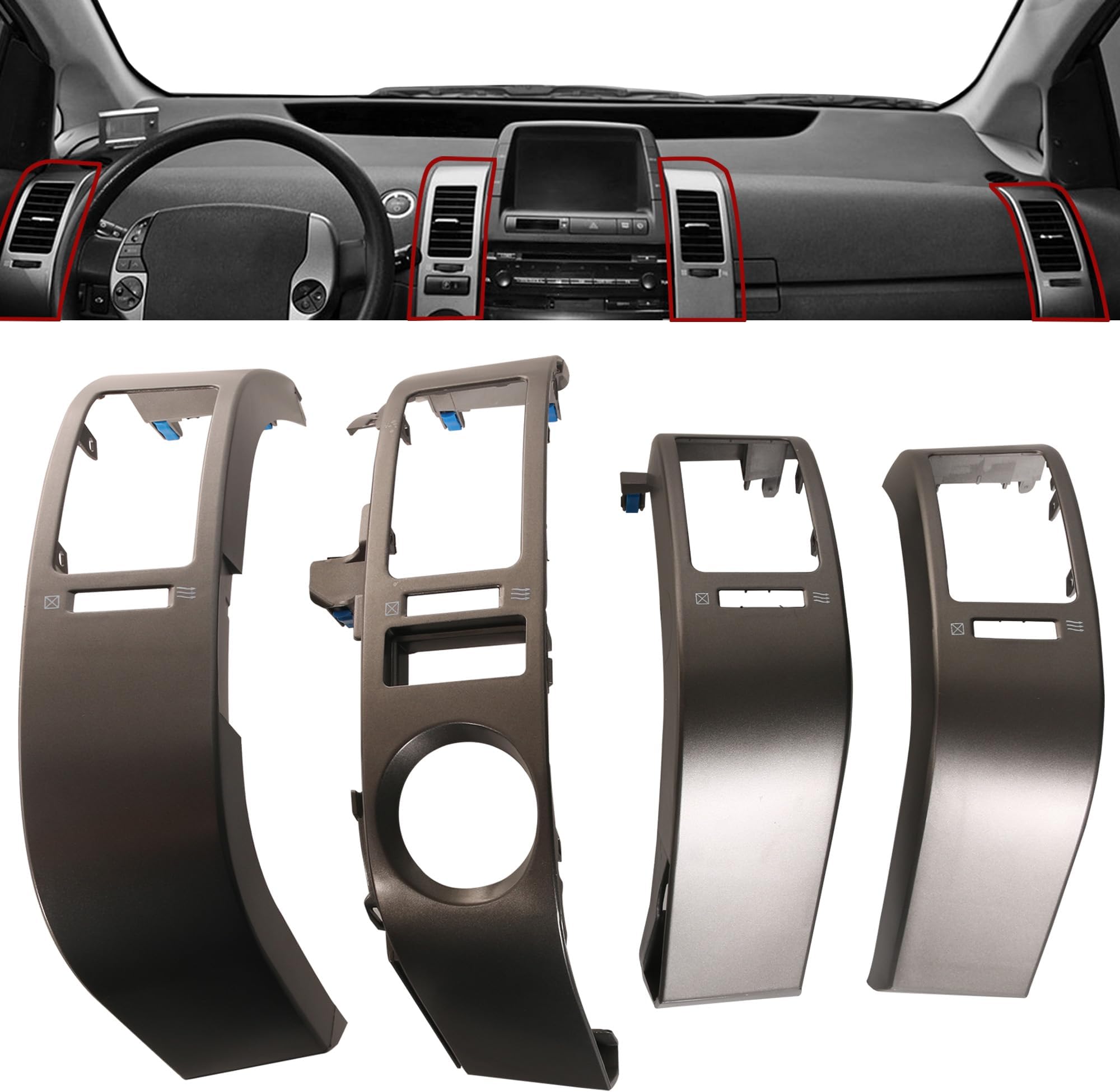 Amazon.com: 4Pcs Car A/C Dashboard Air Vents Trim Plate Panel Middle ...